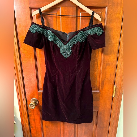 Rampage | Dresses | Rampage Vtg 9s Off Shoulder Velvet And Glitter ...